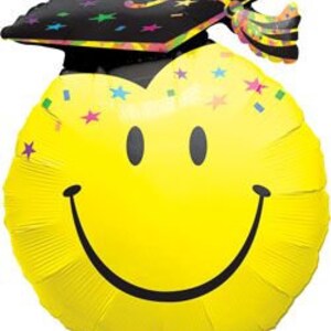GRAD Balloons, Smiley Face Emoji Grad Cap Balloons, 2024 Grad Party ...