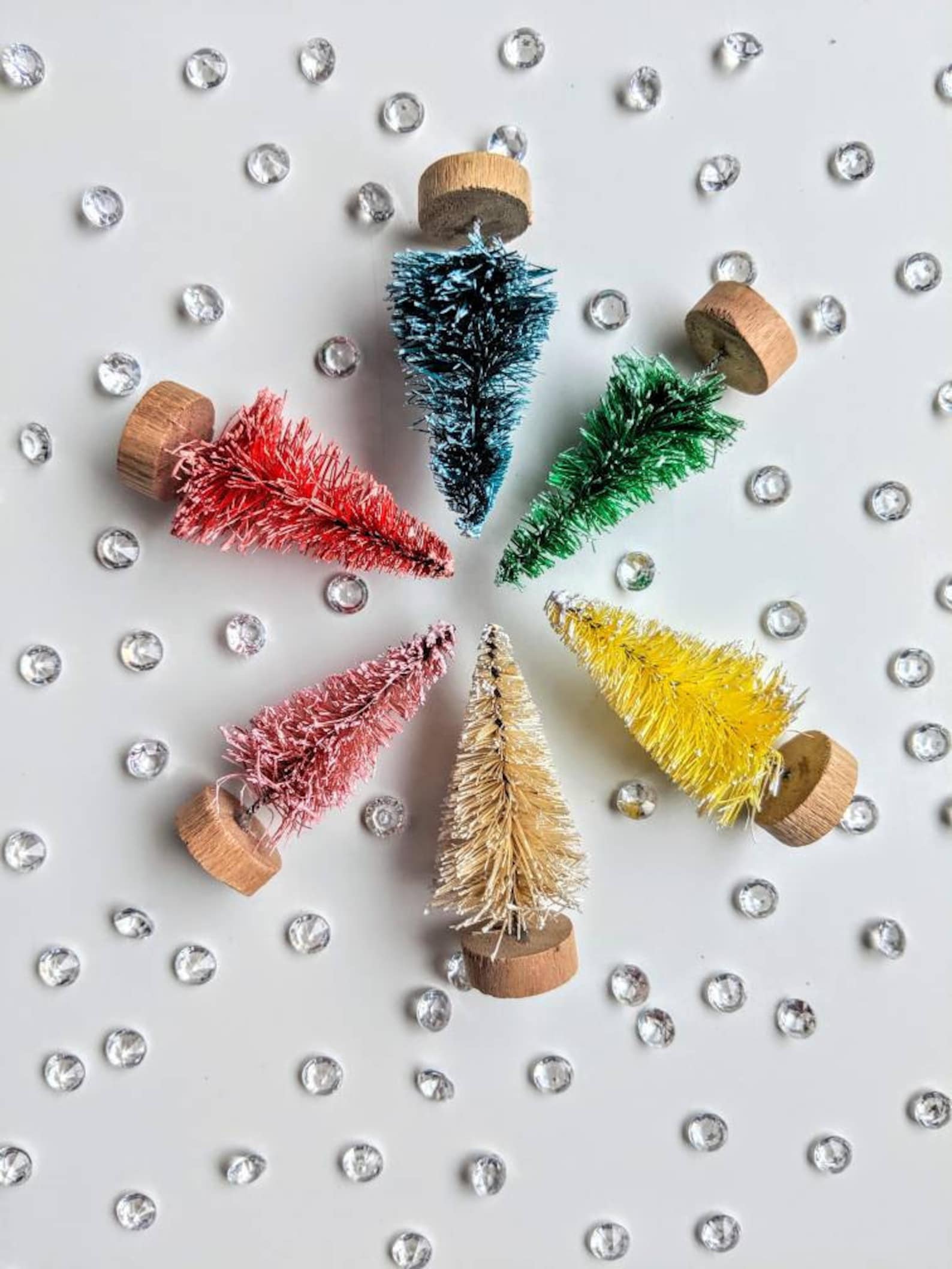 Bottle Brush Tree Set Miniature Christmas Tree Dyed Bottle | Etsy