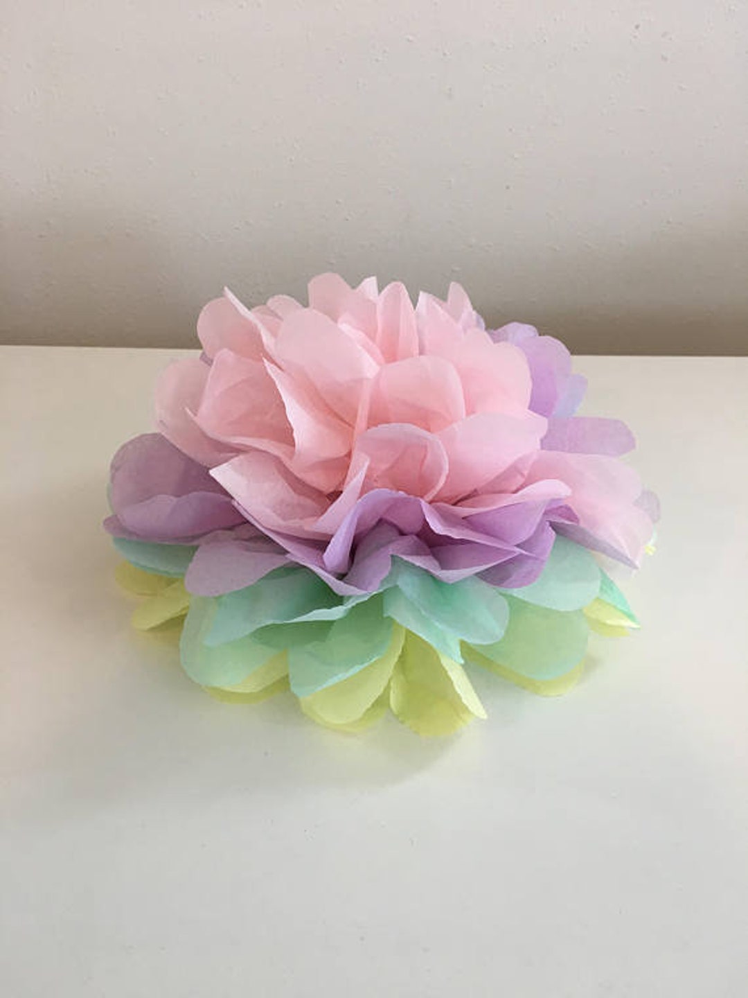 Pastel Rainbow Poms, Matte Party Centerpiece, Macaron Color Wall or ...
