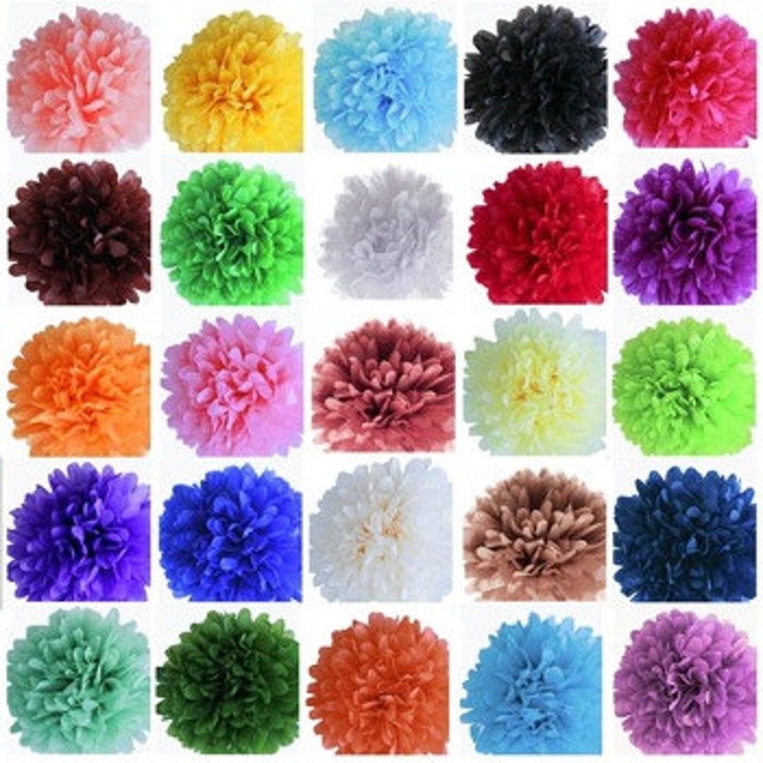 5 Tissue Paper Pom Poms. Five Piece Set Pick Your Colors- Weddings ...