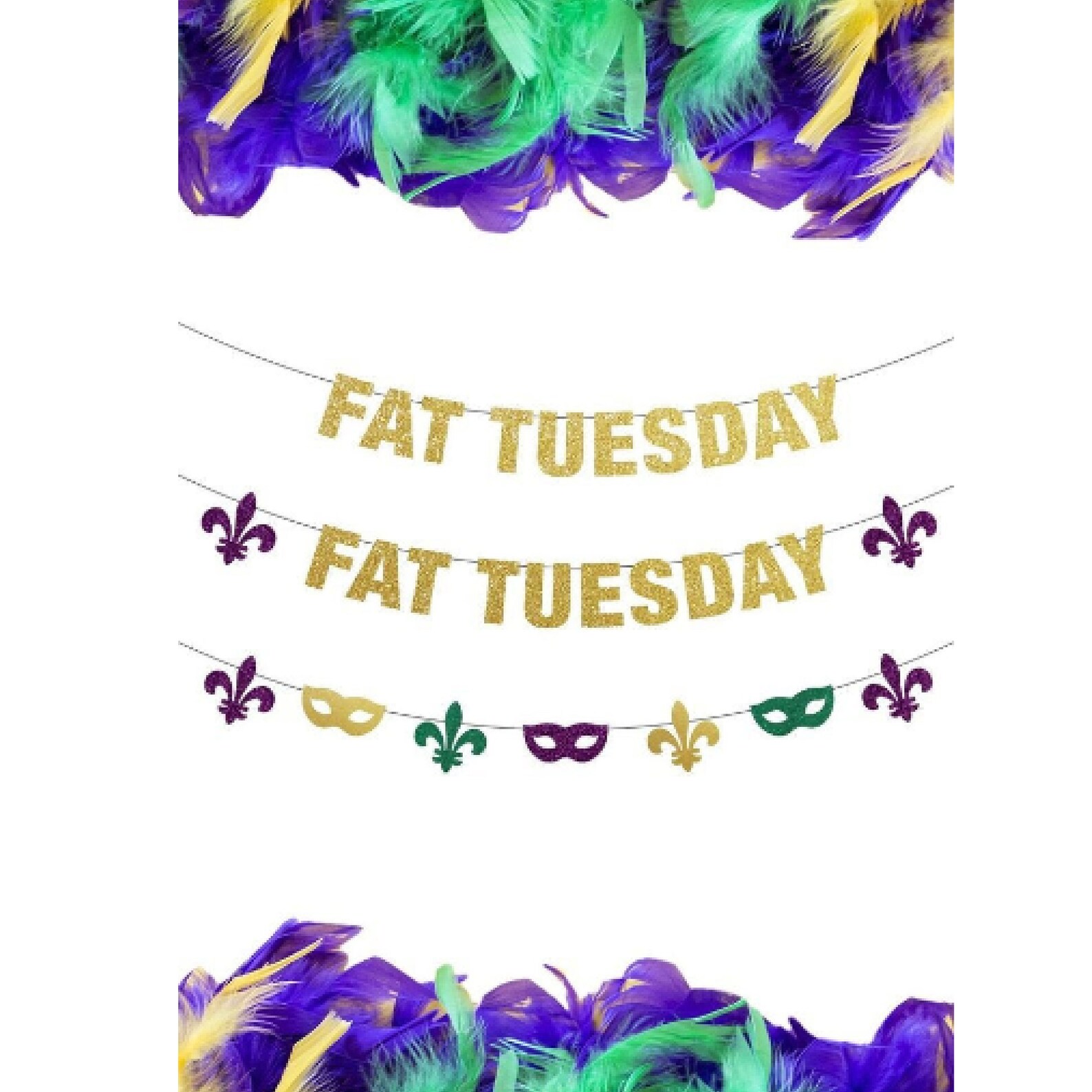 Fat Tuesday Party Decor Mardi Gras Banner Decorations Back - Etsy