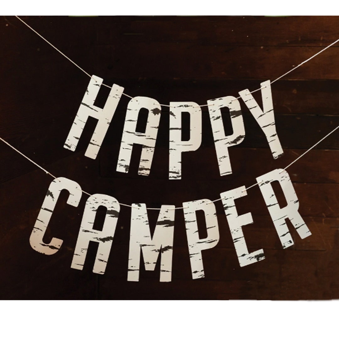 One Happy Camper Banner, Adventure Party Fans, Wild Camp Theme Decor ...