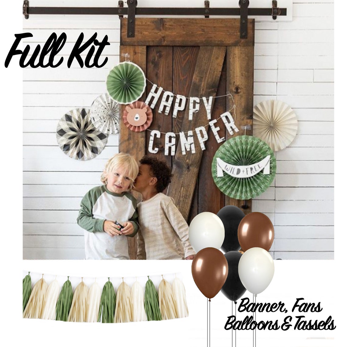 One Happy Camper Banner, Adventure Party Fans, Wild Camp Theme Decor ...