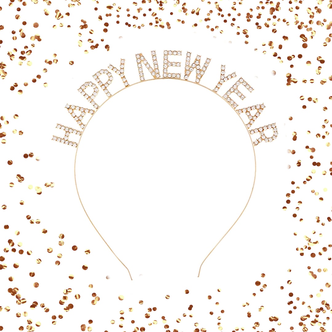 Happy New Year Headband Hat, Tiara W/ Rhinestones, Midnight Ball Drop ...