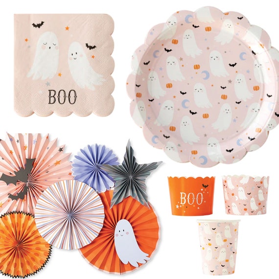Pink Halloween Party Decor Kit Pastel Plates Napkins - Etsy