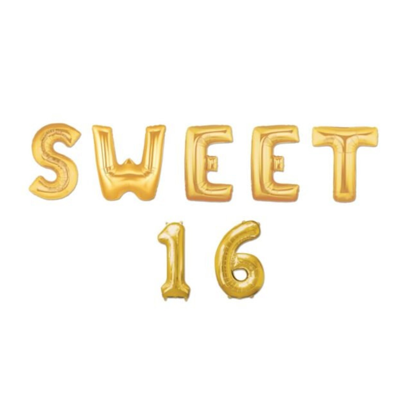 SWEET SIXTEEN Script Balloons, Gold or Silver, 16th Birthday Party, 16 ...