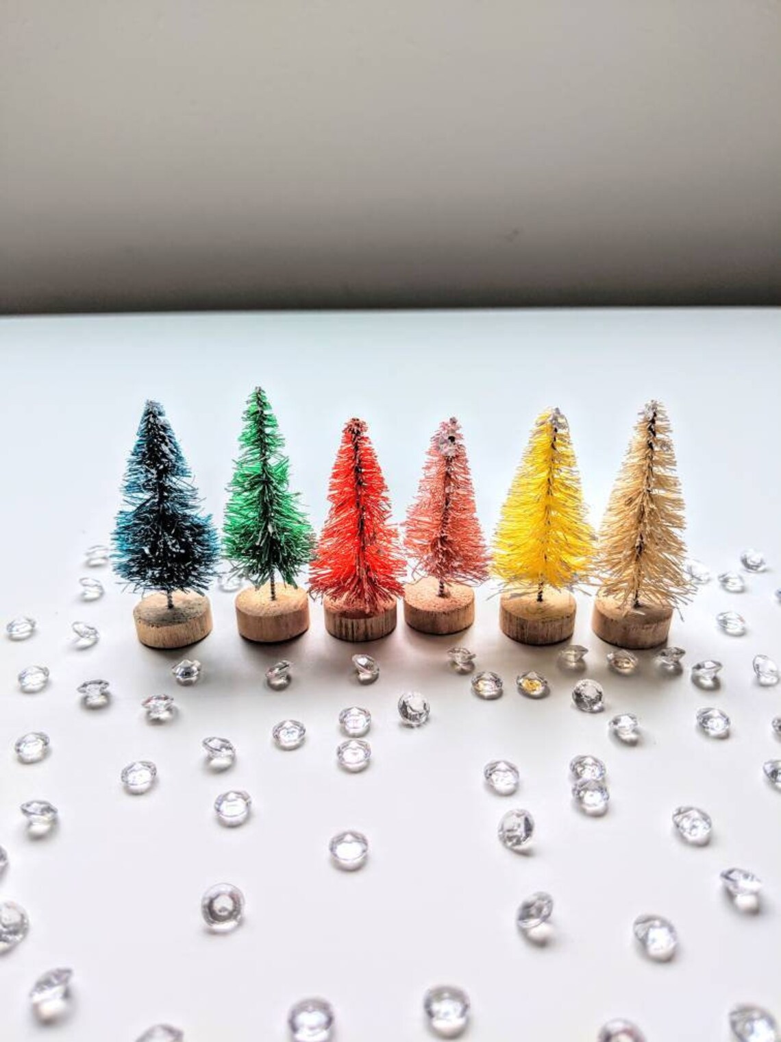 Bottle Brush Tree Set Miniature Christmas Tree Dyed Bottle | Etsy