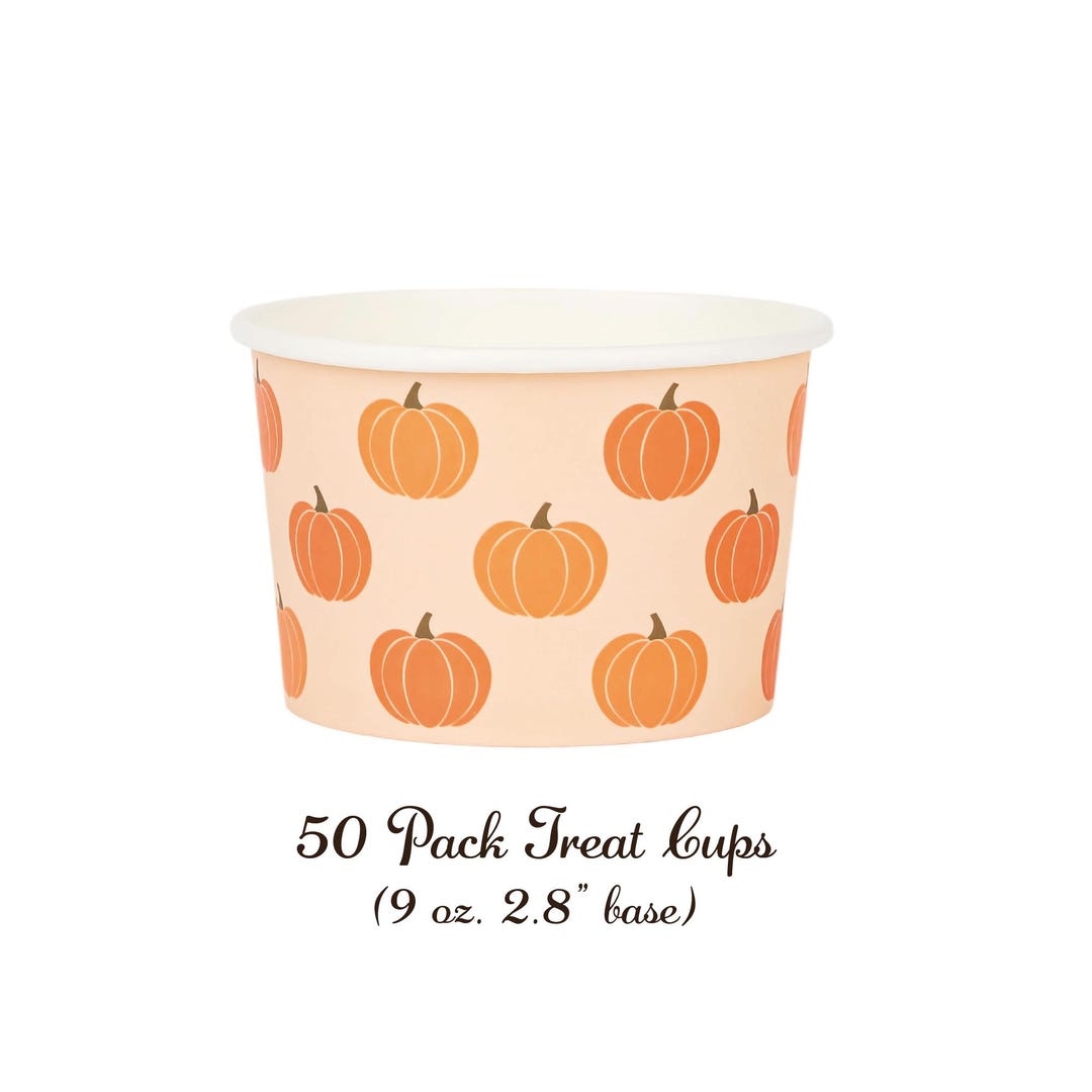 Treat Cups 50 Disposable Fall Pumpkin or Halloween Thanksgiving, Coffee ...