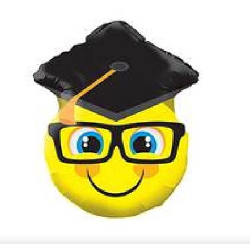 GRAD Balloons Smiley Face Emoji Grad Cap Balloons 2023 Grad - Etsy
