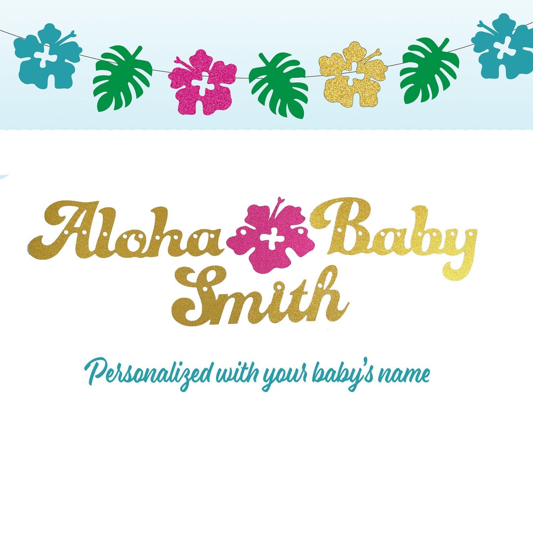 Aloha Baby Shower Banner Personalized Tropical Luau Ideas Girl Party ...