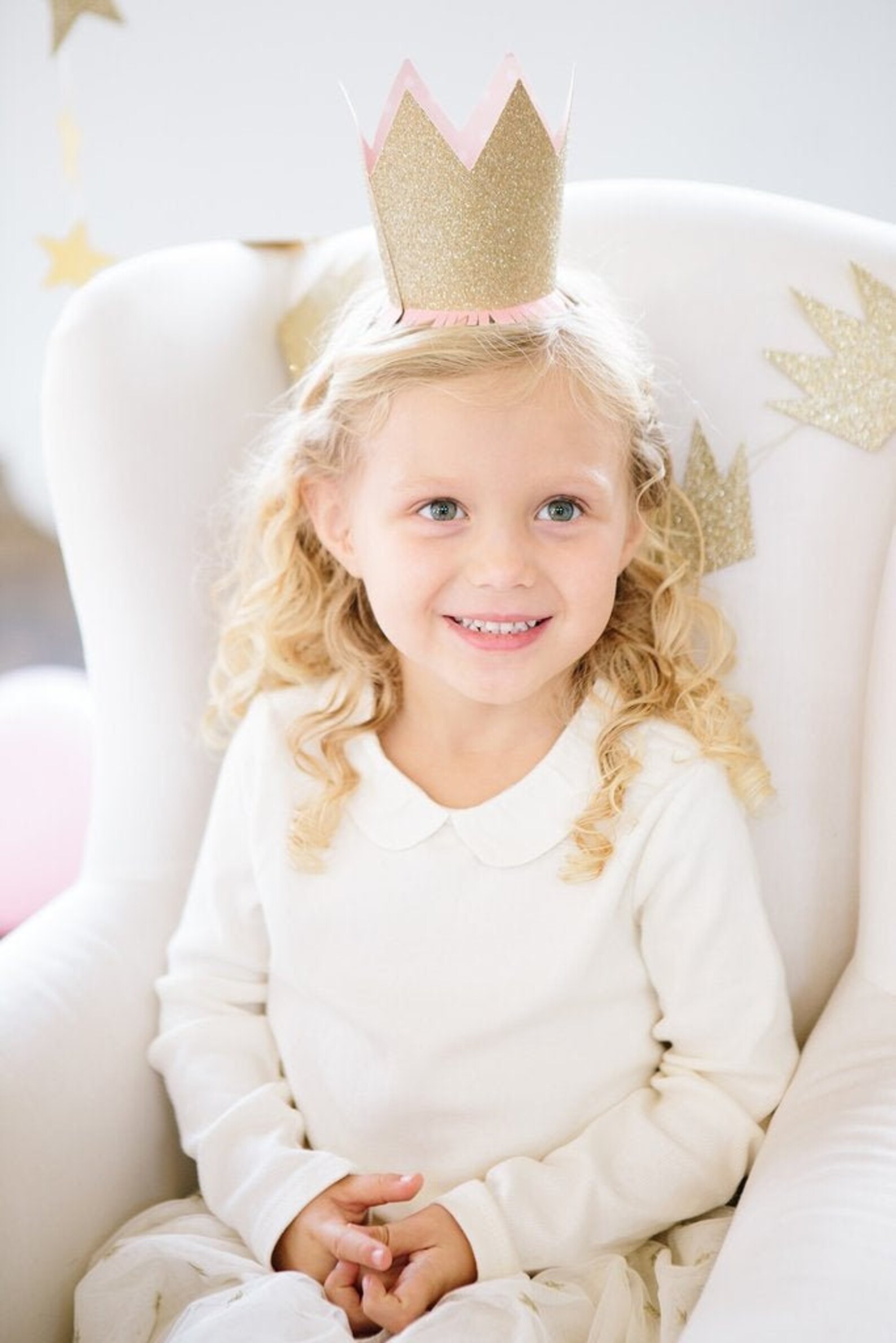 Glitter Gold Princess Crown Banner, First Birthday Banner, Crown Baby ...