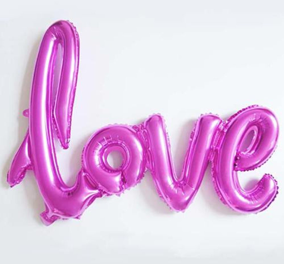 Love Script Balloon Rose Gold Hot Pink Pink Gold or Red for - Etsy