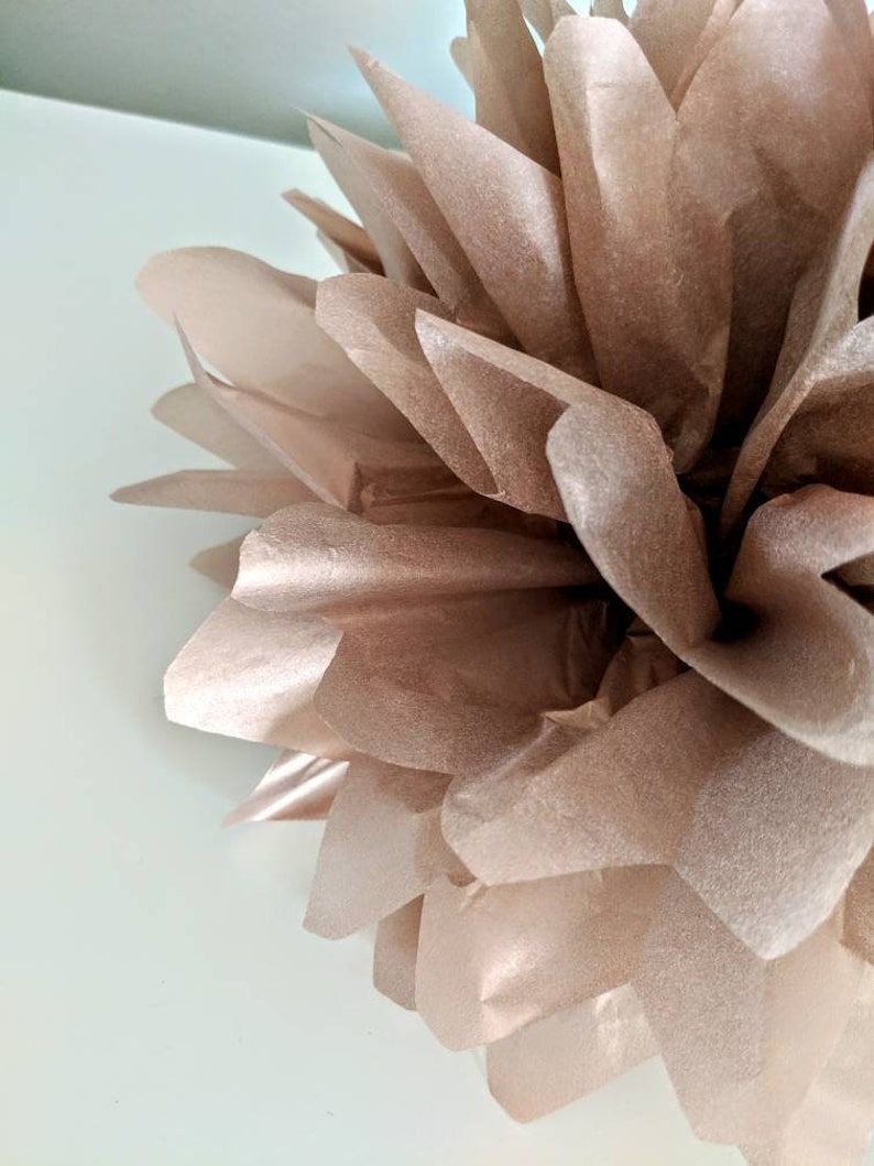 Metallic Rose Gold Tissue Paper Pom Pom Flowers, Spring Decor ...