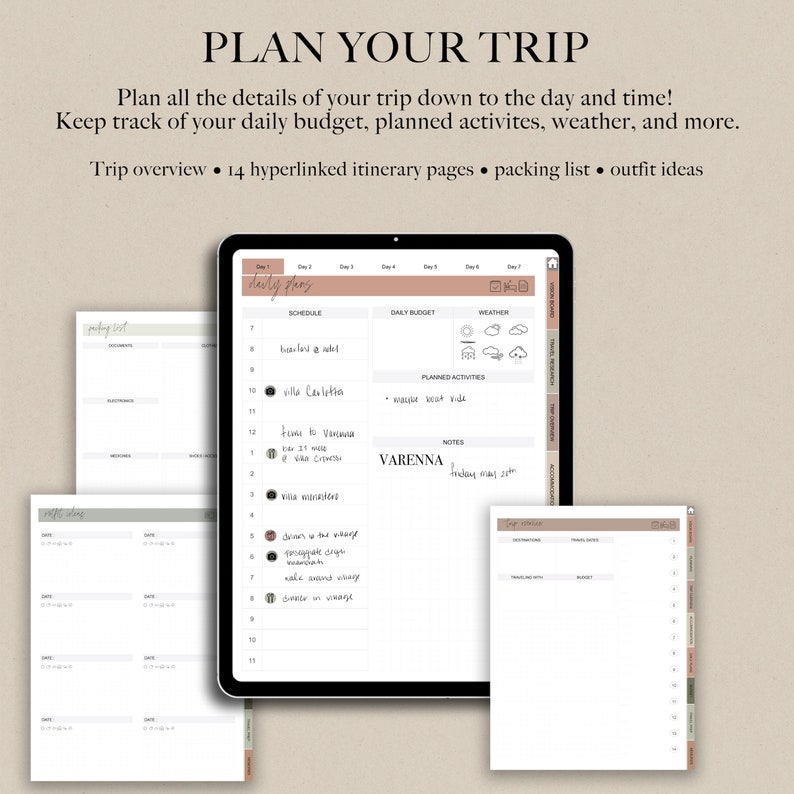 Digital Travel Planner, Goodnotes Planner for Ipad, Vacation Planner ...