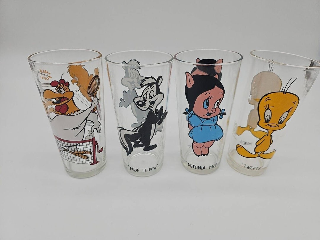 4 Vintage 1973 Looney Tunes Pepsi Character Collectors Glass Tweety ...