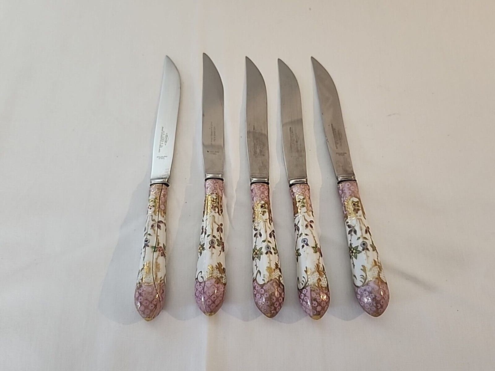 Set of 5 Vintage SHEFFIELD A.E Lewis Floraine Pattern Knives Made in ...