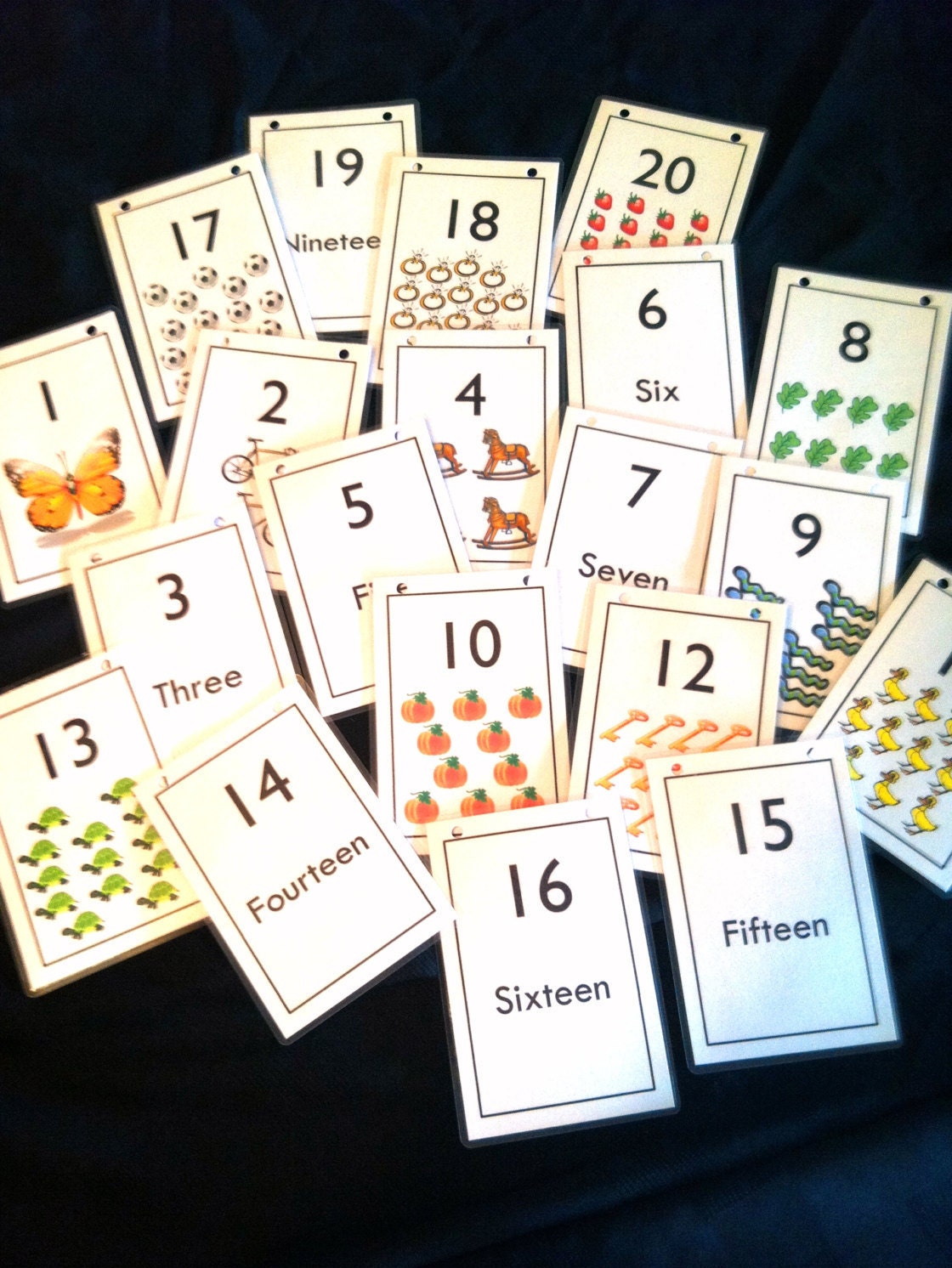 Laminated Number Flash Cards With Pictures, Bound by Rings, 1-20 - Etsy
