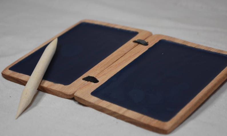 Wax Tablet W/ Wooden Stylus 3.5x4.5 Inches Blue Wax | Etsy