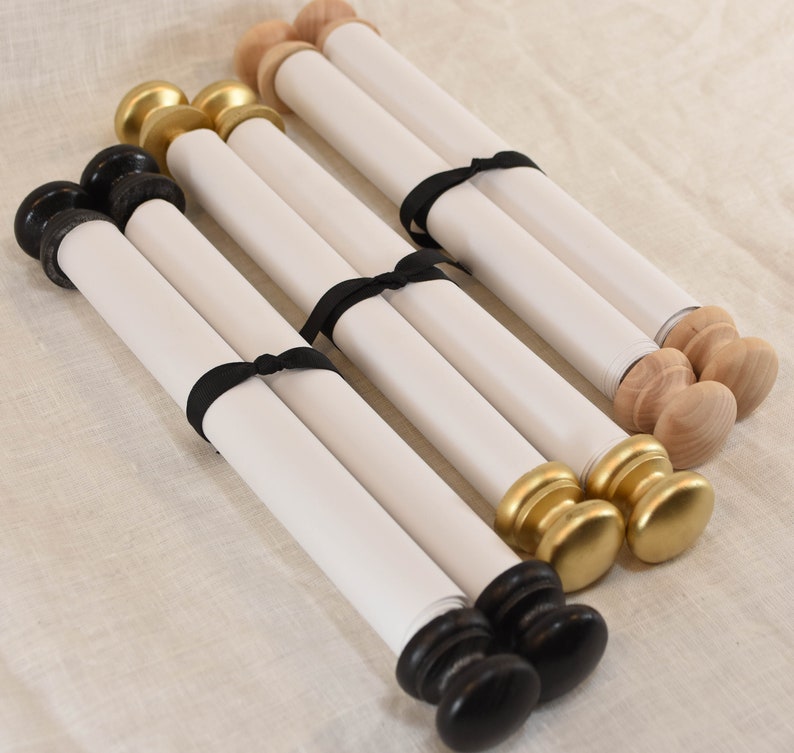 Large Blank Scroll With Large Wooden Knob Spindles Historic - Etsy