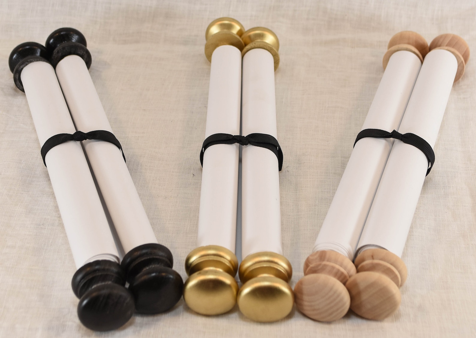 Large Blank Scroll With Large Wooden Knob Spindles; Historic Writing ...