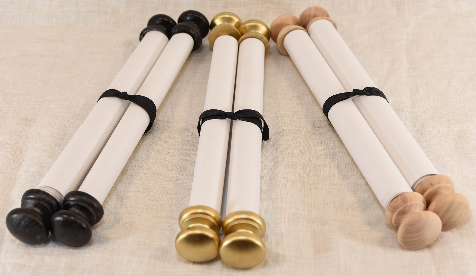 Large Blank Scroll With Large Wooden Knob Spindles; Historic Writing ...