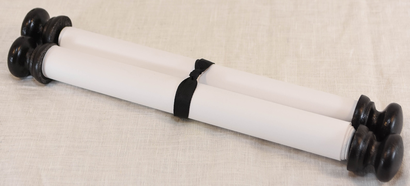 Large Blank Scroll With Large Wooden Knob Spindles; Historic Writing ...