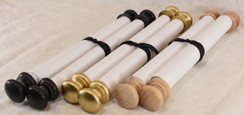Large Blank Scroll With Large Wooden Knob Spindles; Historic Writing ...