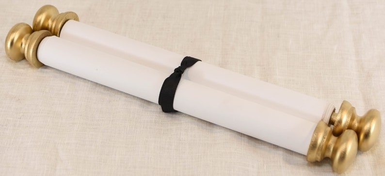 Large Blank Scroll With Large Wooden Knob Spindles; Historic Writing ...