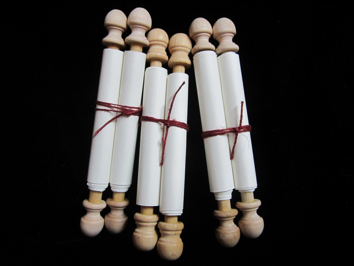 Small Blank Scroll Wooden Spindles; Historic Style Blank Writing Paper ...