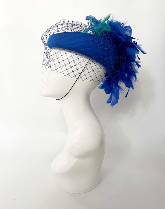 Vintage Cobalt Blue Feather Hat: Made in England, Rac… - Gem