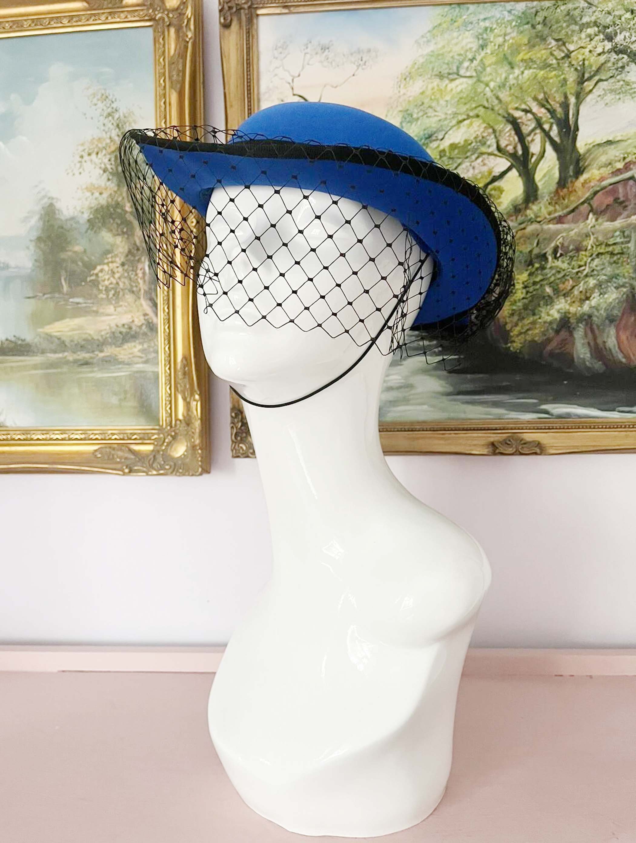 Vintage Formal Hat, Royal Blue Hat, Races Hat, Wedding Hat, Ascot Hat ...