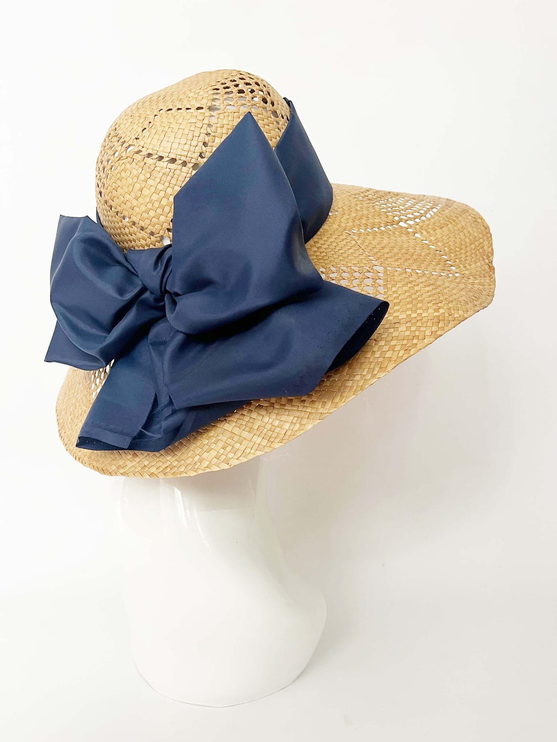 Vintage Straw Ascot Hat: Black & White Formal Races Hat - Etsy