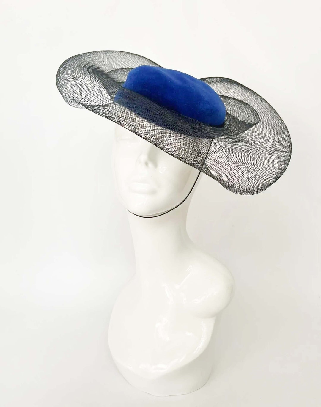 Vintage Royal Blue Velvet Hat: Ascot Races Wedding Hat, Made in England ...