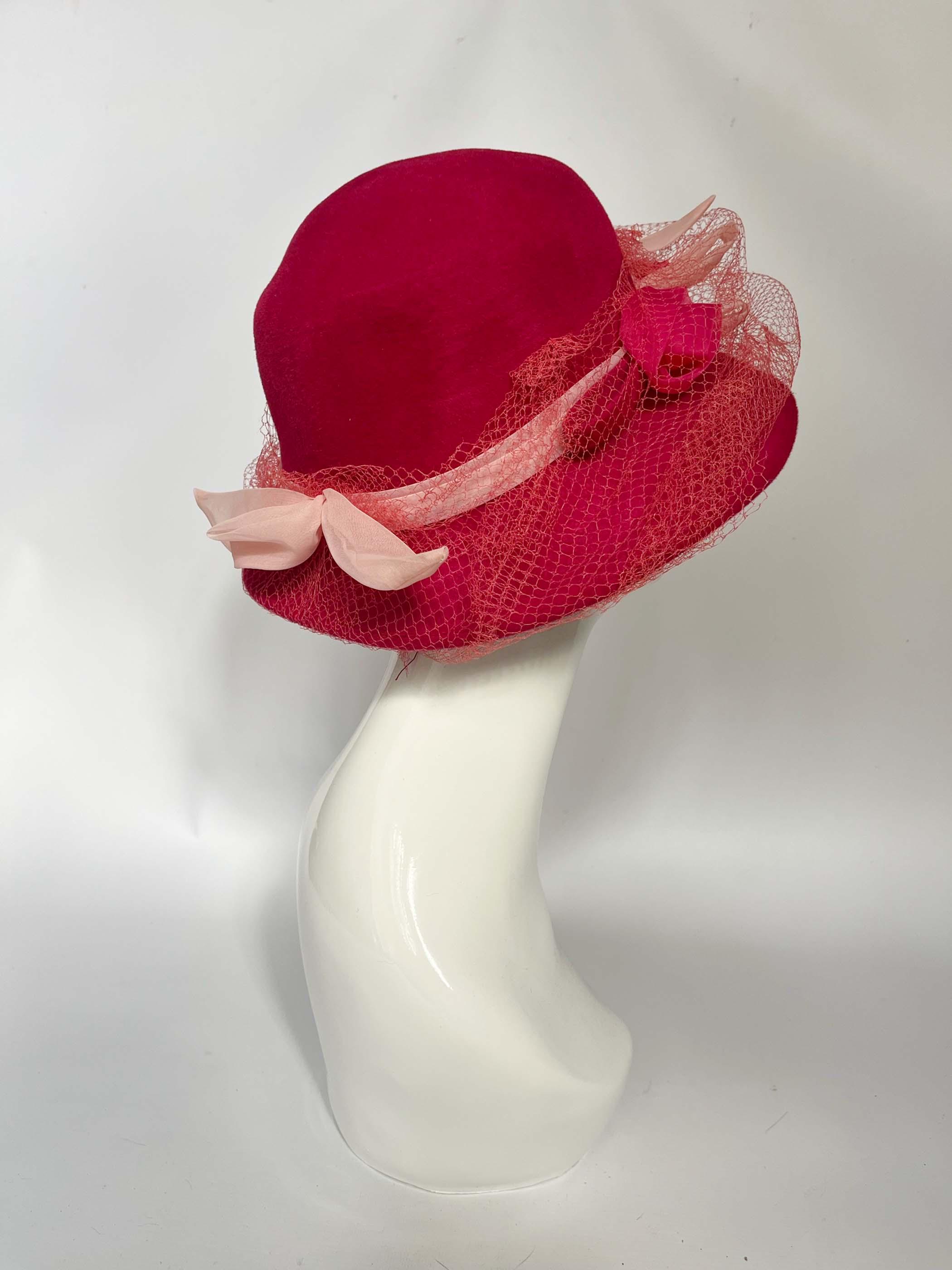 Vintage Dark Red Wool Ascot Hat, English Made Formal Occasion Headwear ...