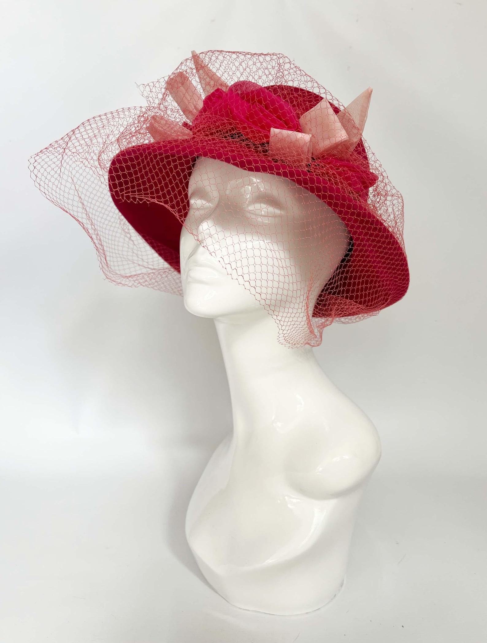 Vintage Dark Red Wool Ascot Hat, English Made Formal Occasion Headwear ...