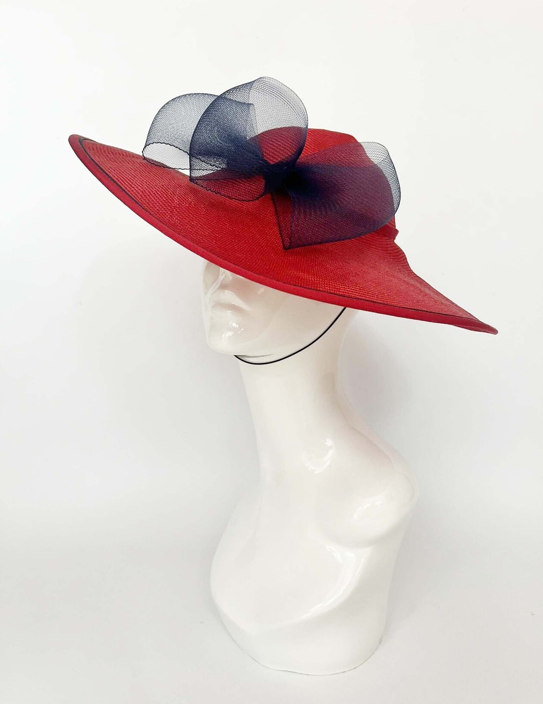 Vintage Formal Hat, Red Colour Hat, Races Hat, Wedding Hat, Ascot Hat ...