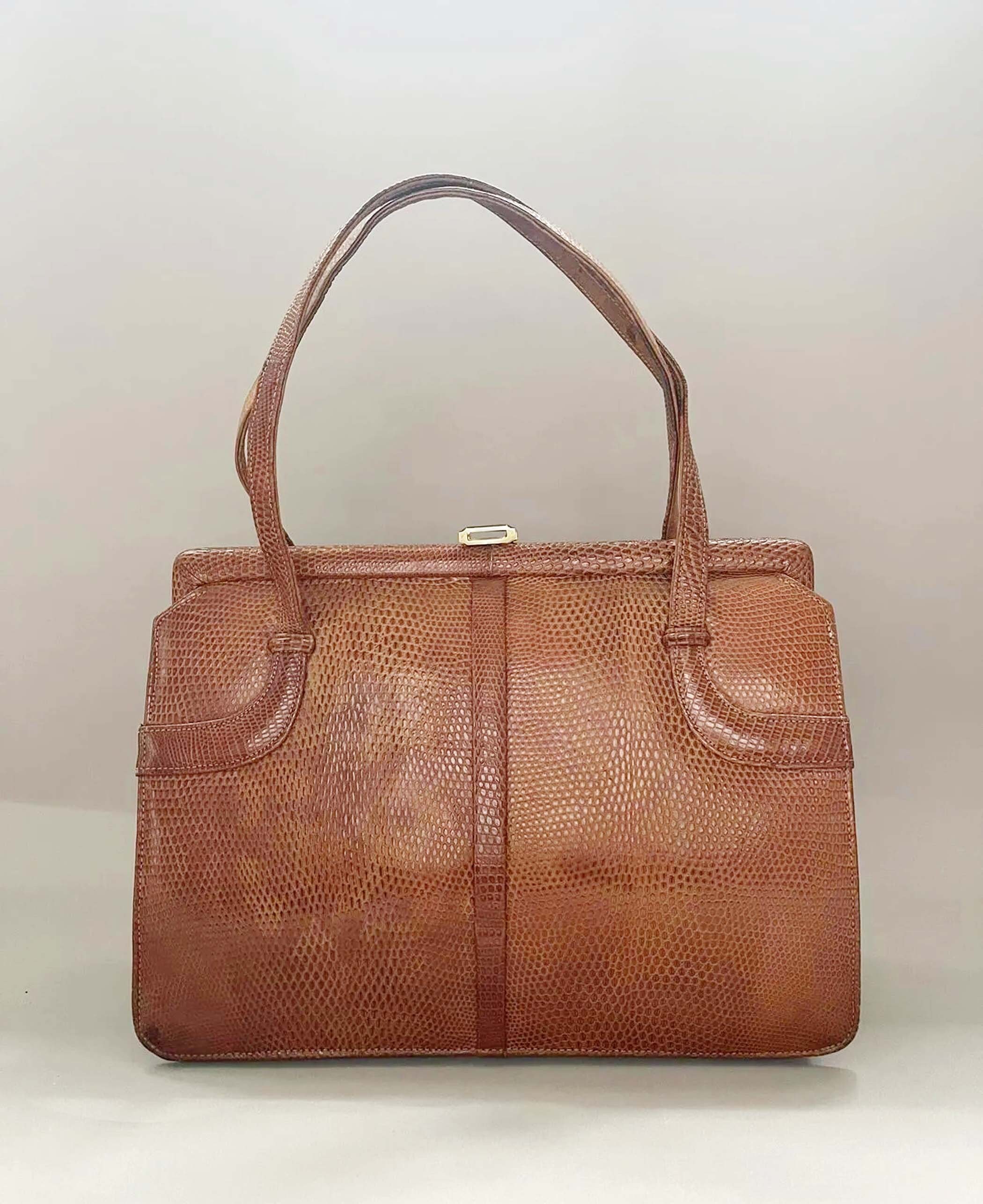 Vintage Real Leather Handbag, Vintage Bag, Vintage 50s Purse, 1950s ...