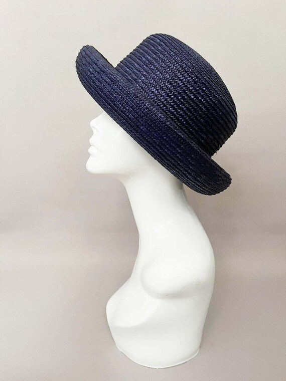 Vintage formal hat, navy blue colour hat, races hat, … - Gem