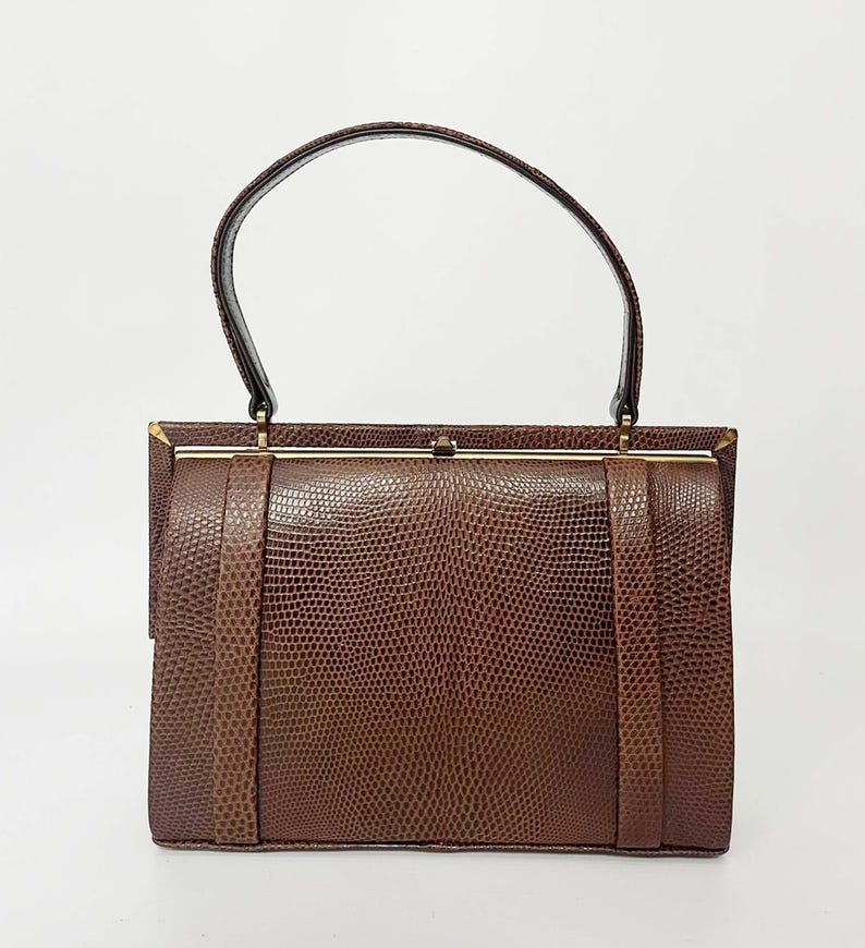 Vintage Real Leather Handbag, Vintage Bag, Vintage 50s Purse, 1950s ...