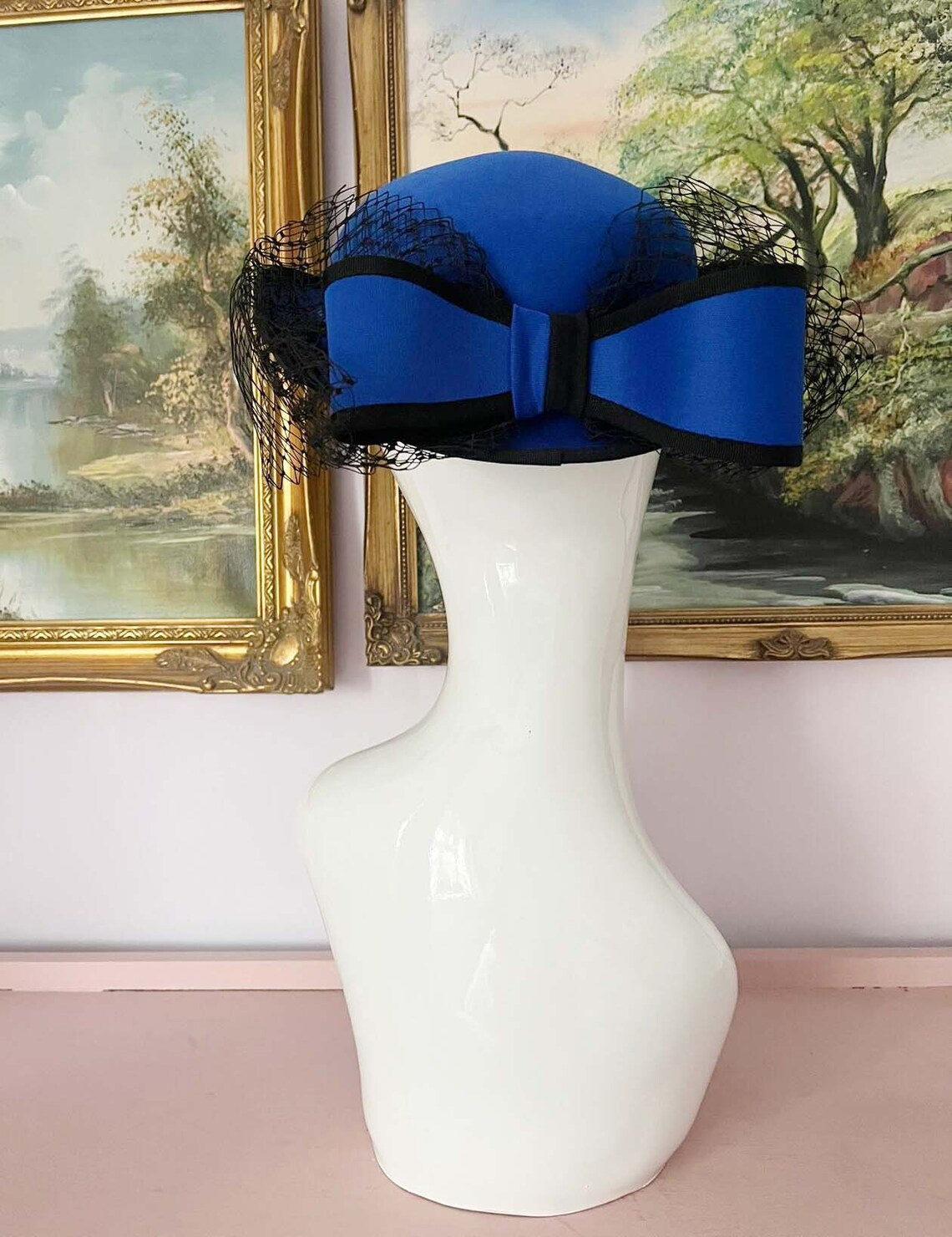 Vintage Formal Hat, Royal Blue Hat, Races Hat, Wedding Hat, Ascot Hat ...