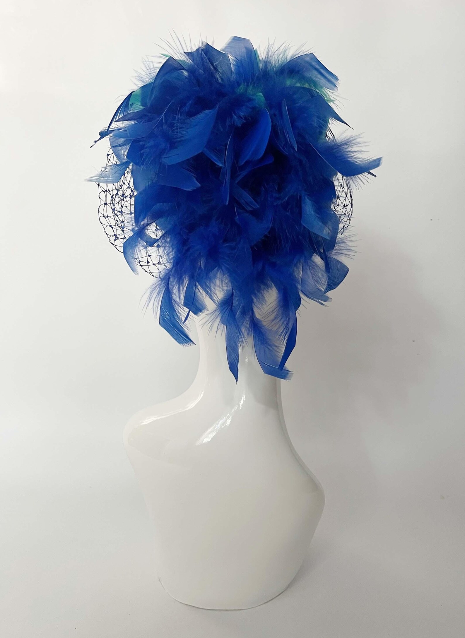 Vintage Cobalt Blue Feather Hat: Made in England, Races Ascot Wedding ...