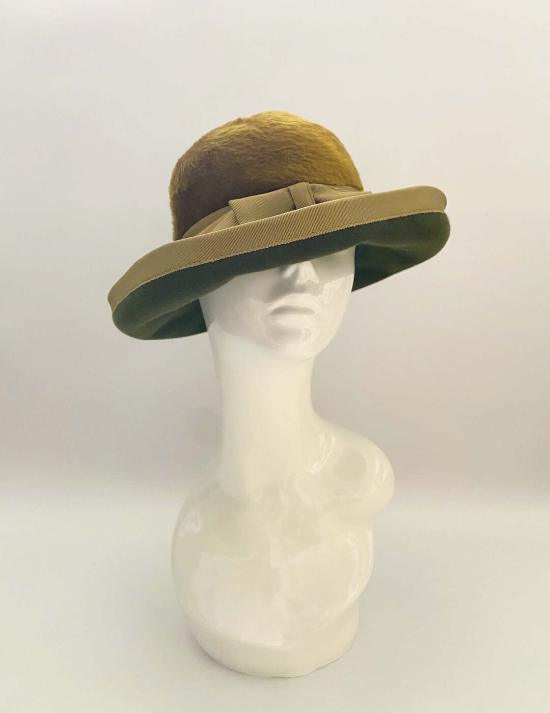 Vintage Green Wool Hat, Burlesque Hat, Races Hat, Wedding Hat, Ascot ...