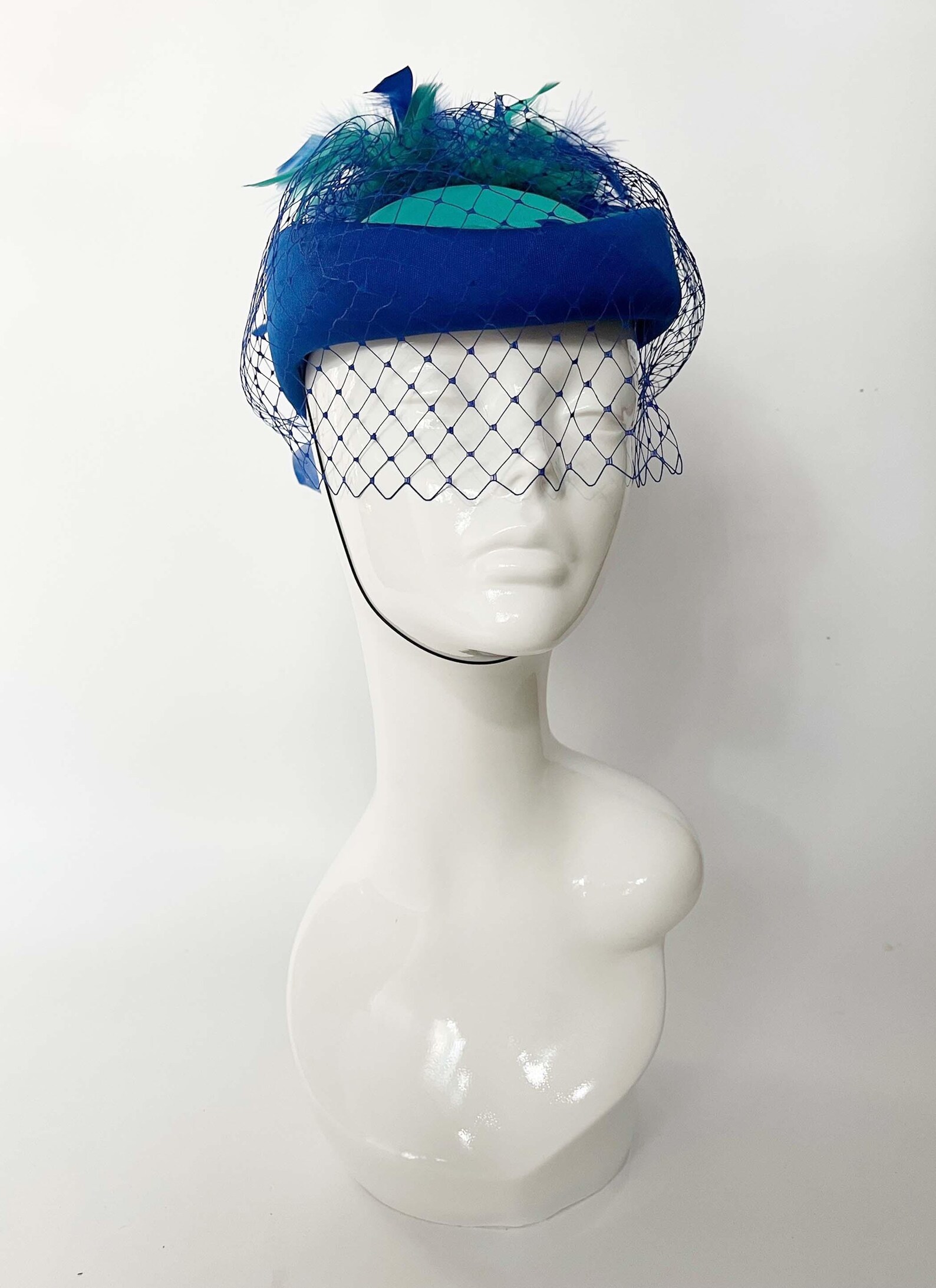Vintage Cobalt Blue Feather Hat: Made in England, Races Ascot Wedding ...