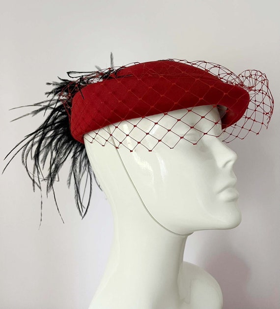 Vintage Burgundy Red Pillbox Hat: Ascot Races Wedding… - Gem