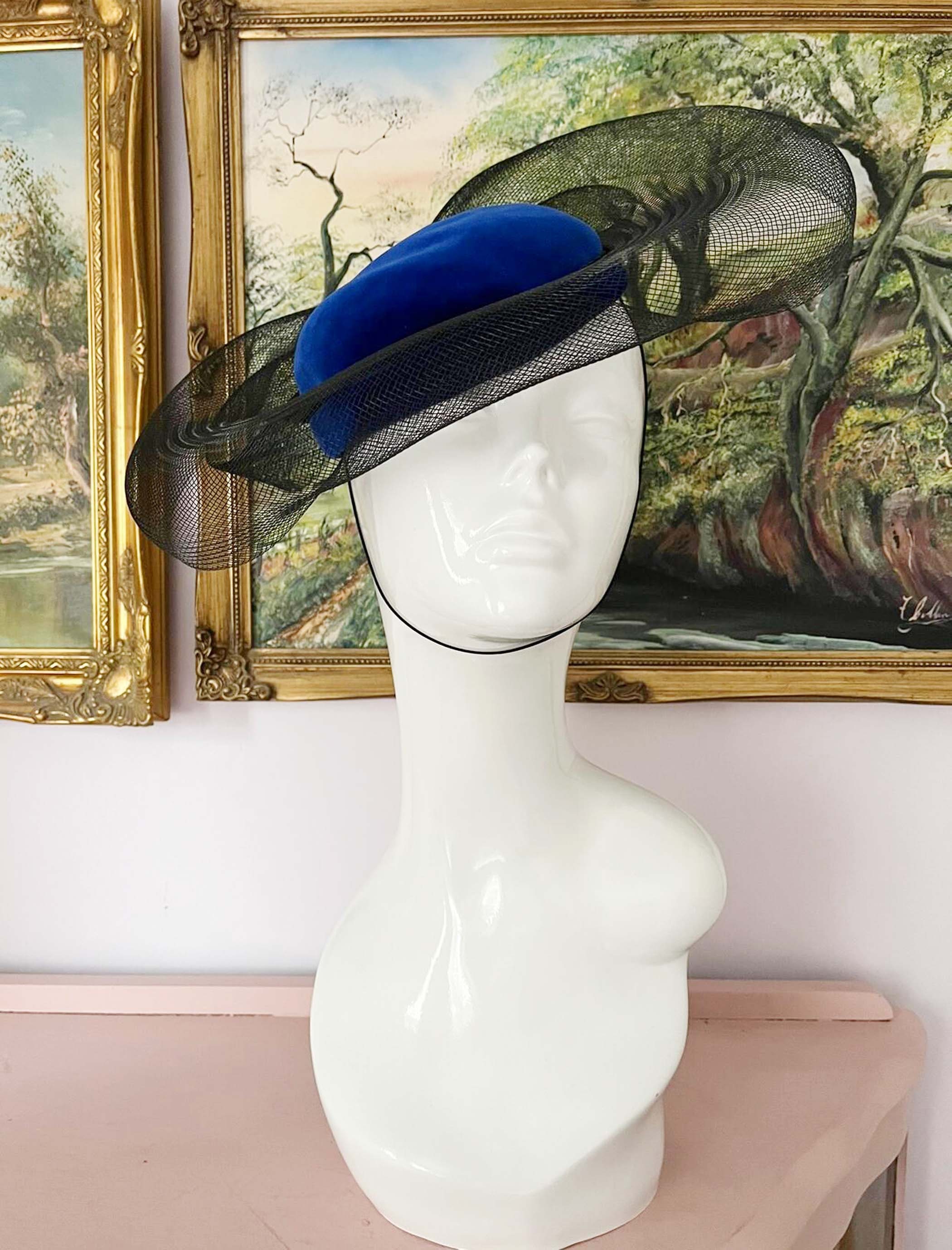 Vintage Formal Hat Royal Blue Hat Races Hat Wedding Hat - Etsy