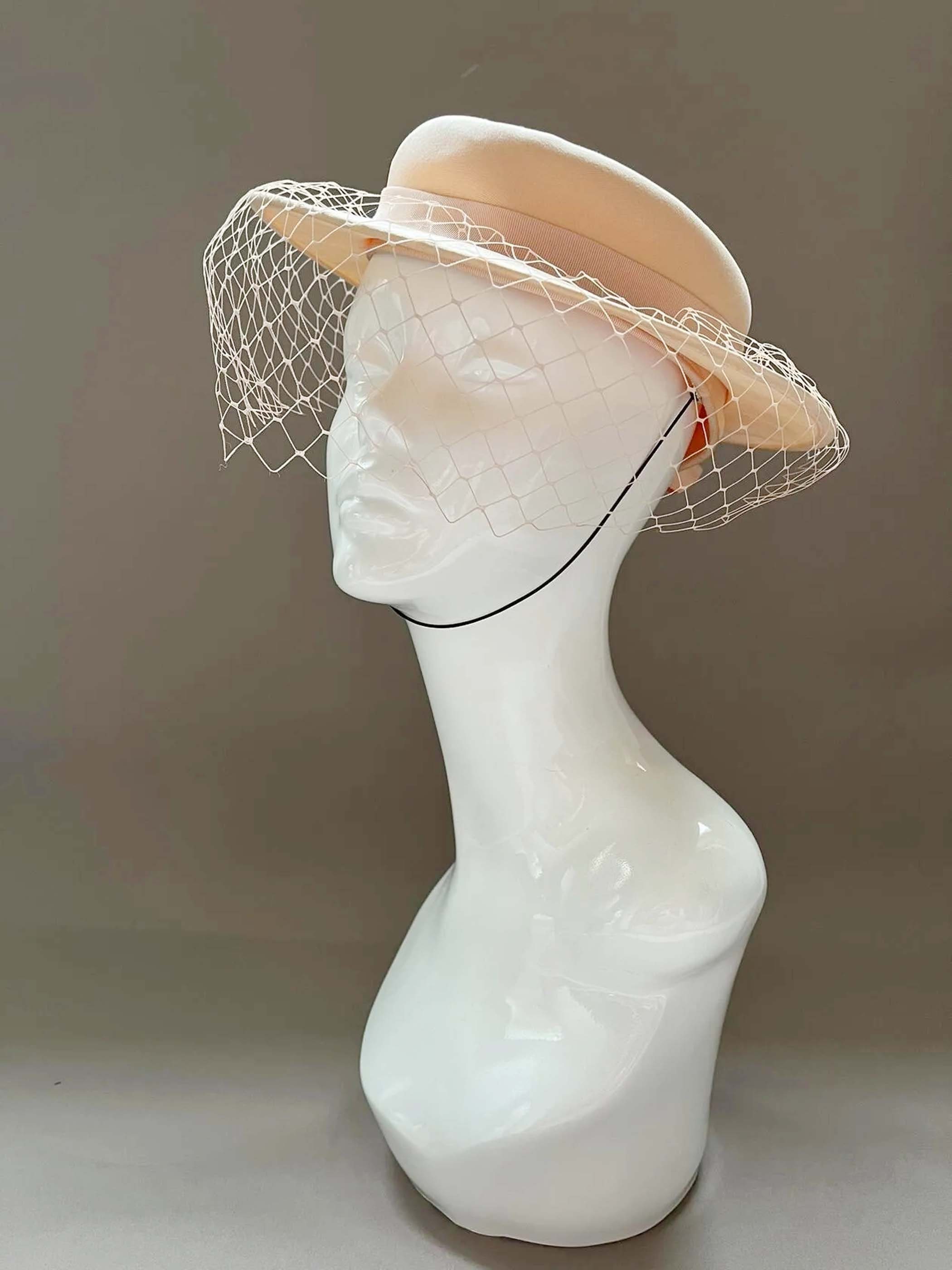 Vintage Formal Hat, Light Peach Colour Hat, Races Hat, Wedding Hat ...