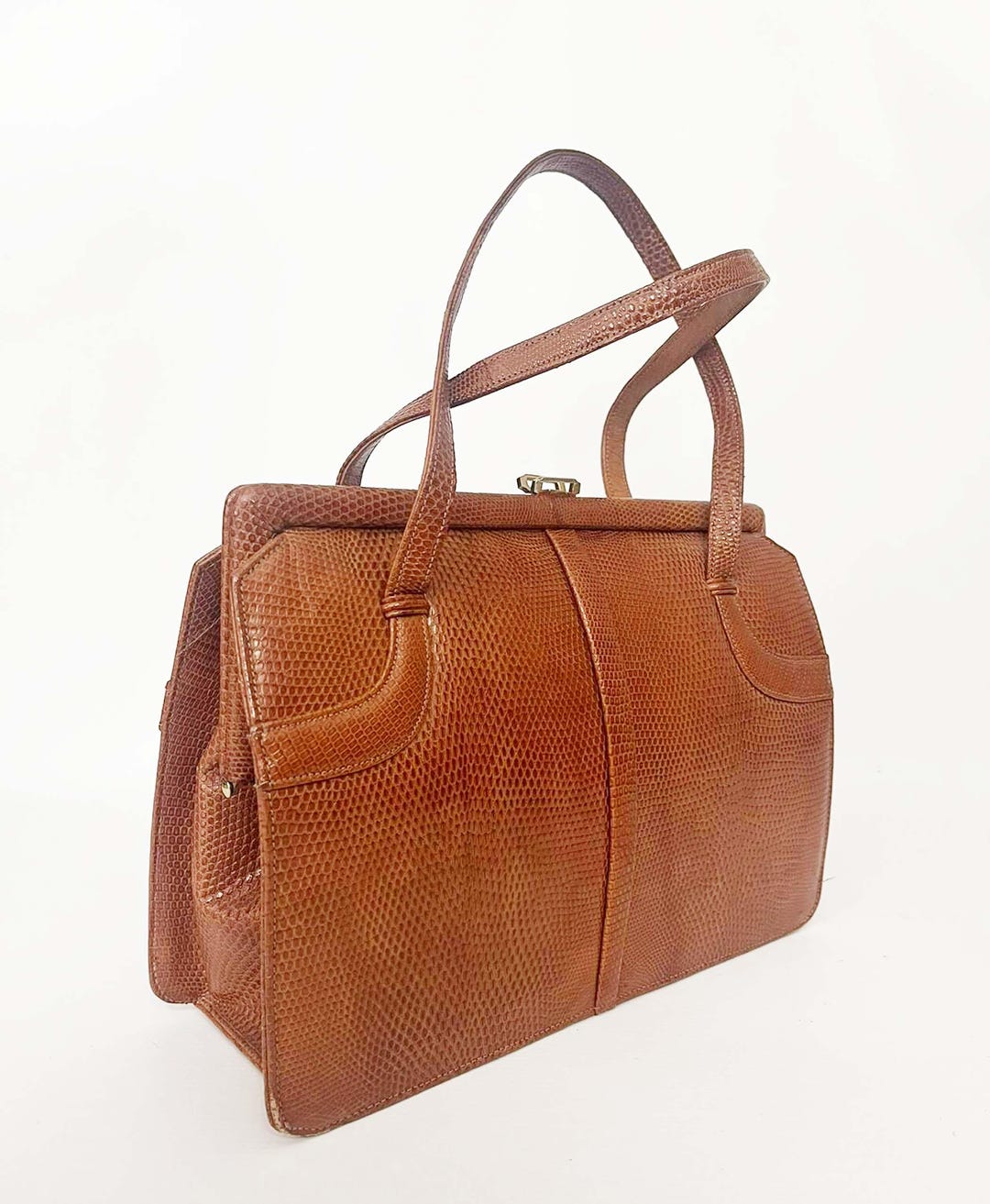 Vintage Real Leather Handbag, Vintage Bag, Vintage 50s Purse, 1950s ...