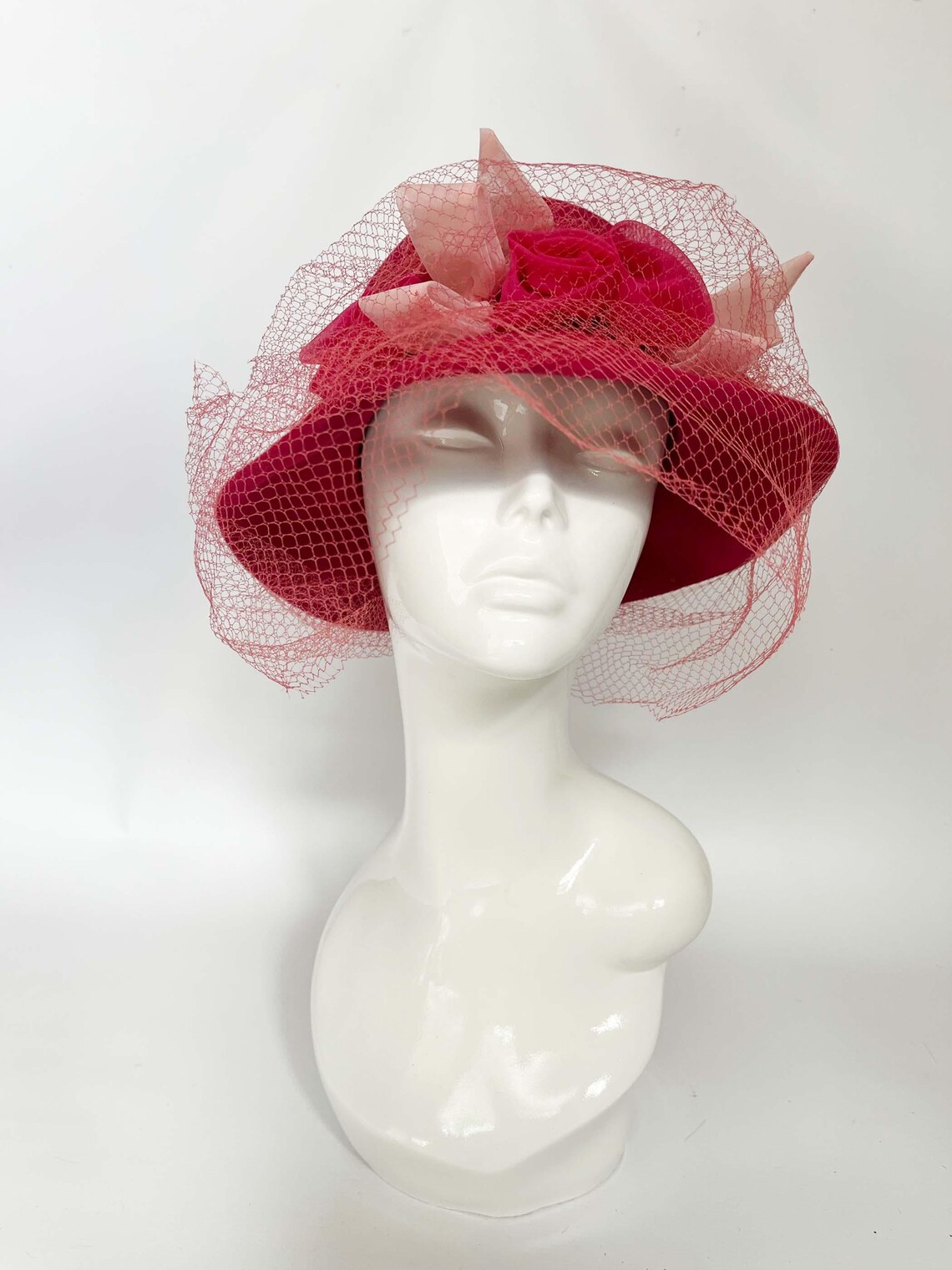 Vintage Dark Red Wool Ascot Hat, English Made Formal Occasion Headwear ...