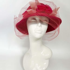 Vintage Dark Red Wool Ascot Hat, English Made Formal Occasion Headwear ...