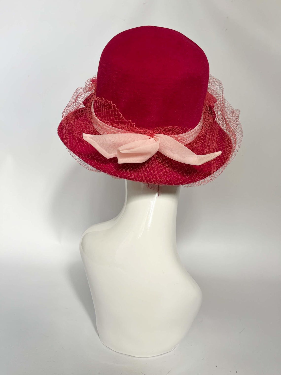 Vintage Dark Red Wool Ascot Hat, English Made Formal Occasion Headwear ...
